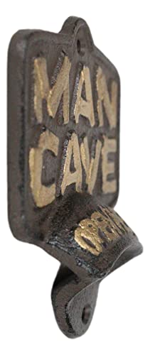 Ebros Gift Rustic Western Vintage Man Cave Open Here Cast Iron Rust Bronze Finish Metal Wall Soda Beer Bottle Cap Opener 5" High Home Office Cabin Lodge Country Ranch Home Party Accent (1)