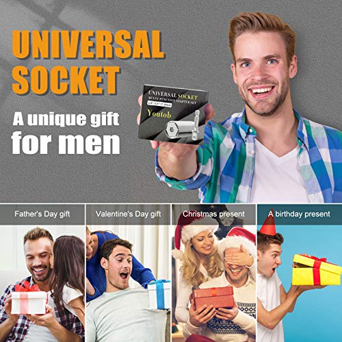 Gifts for Men Dad Boyfriend, Universal Socket, Universal Socket Tools, Mechanic Tools with Power Drill Adapter(7-19mm) Socket Grip, Gift Ideas for Dad, Husband, Boyfriend.