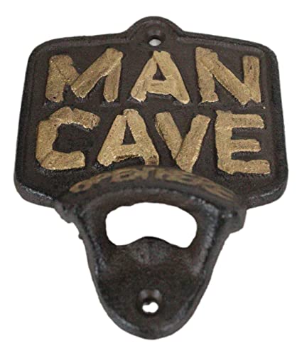 Ebros Gift Rustic Western Vintage Man Cave Open Here Cast Iron Rust Bronze Finish Metal Wall Soda Beer Bottle Cap Opener 5" High Home Office Cabin Lodge Country Ranch Home Party Accent (1)
