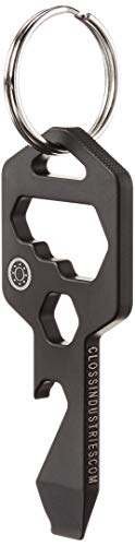 CLOSS 8 in 1 Titanium Multitool Keychain- Bottle Opener, Screwdriver and Wrench (Black) (1, Black)
