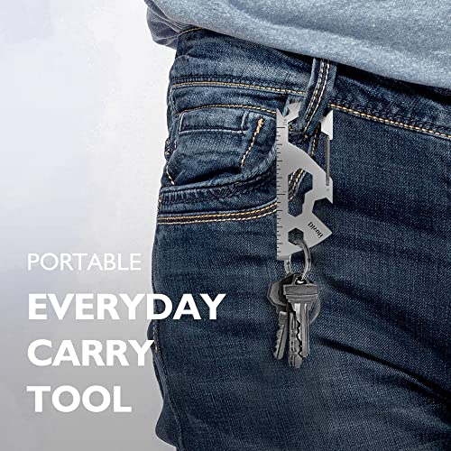 STEEL HAWK Quartermaster Carabiner Keychain Multitool, 17-in-1 Multi Tool W/ Bottle Opener + EDC Tool, Bikers, Cyclists Tool Kit, Entirely Surgical Stainless Steel