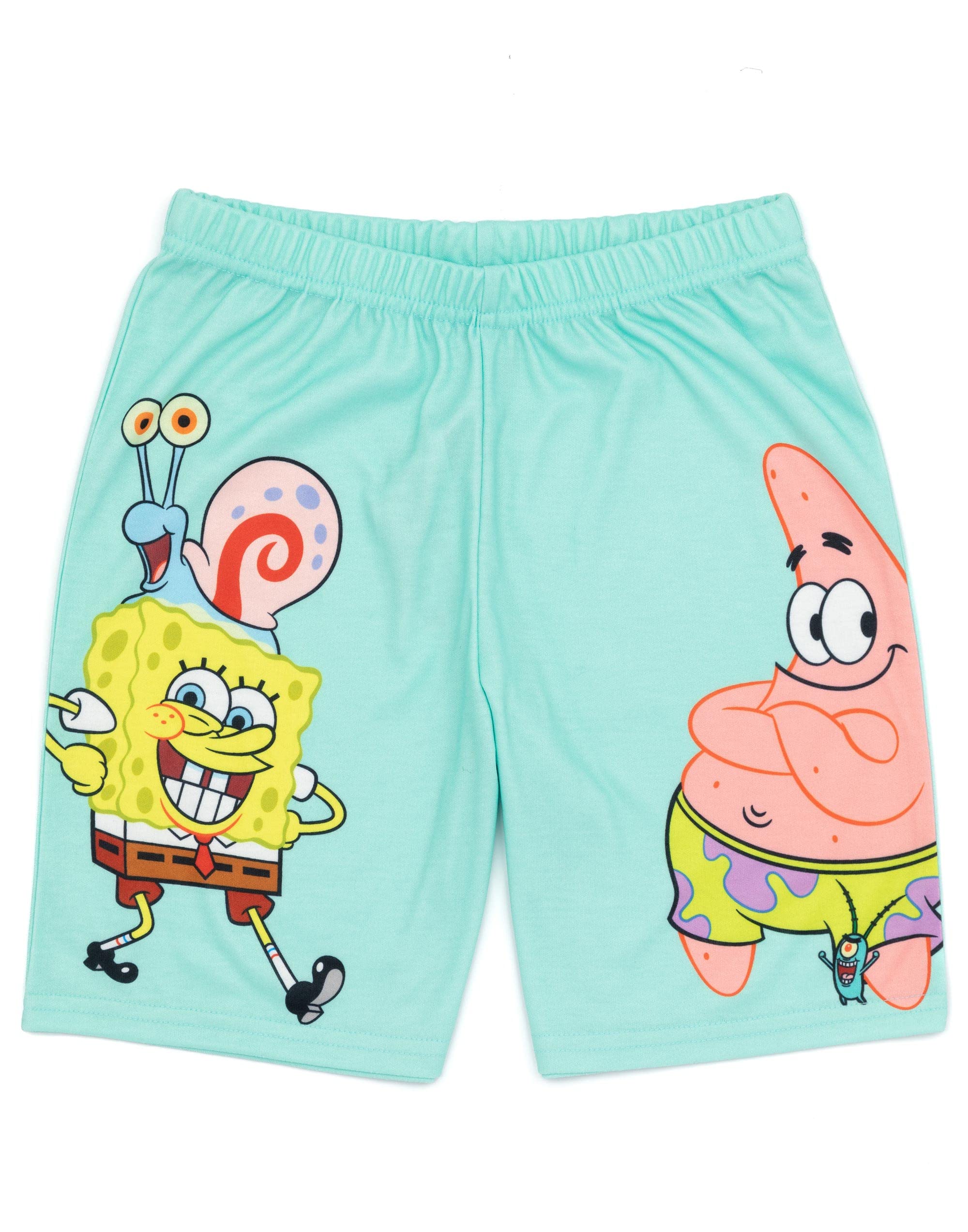 SpongeBob SquarePants Kids Pajama Set | Boys & Girls Blue Short Sleeve T-Shirt & Shorts | Squidward Patrick Mr Krabs Gary PJs