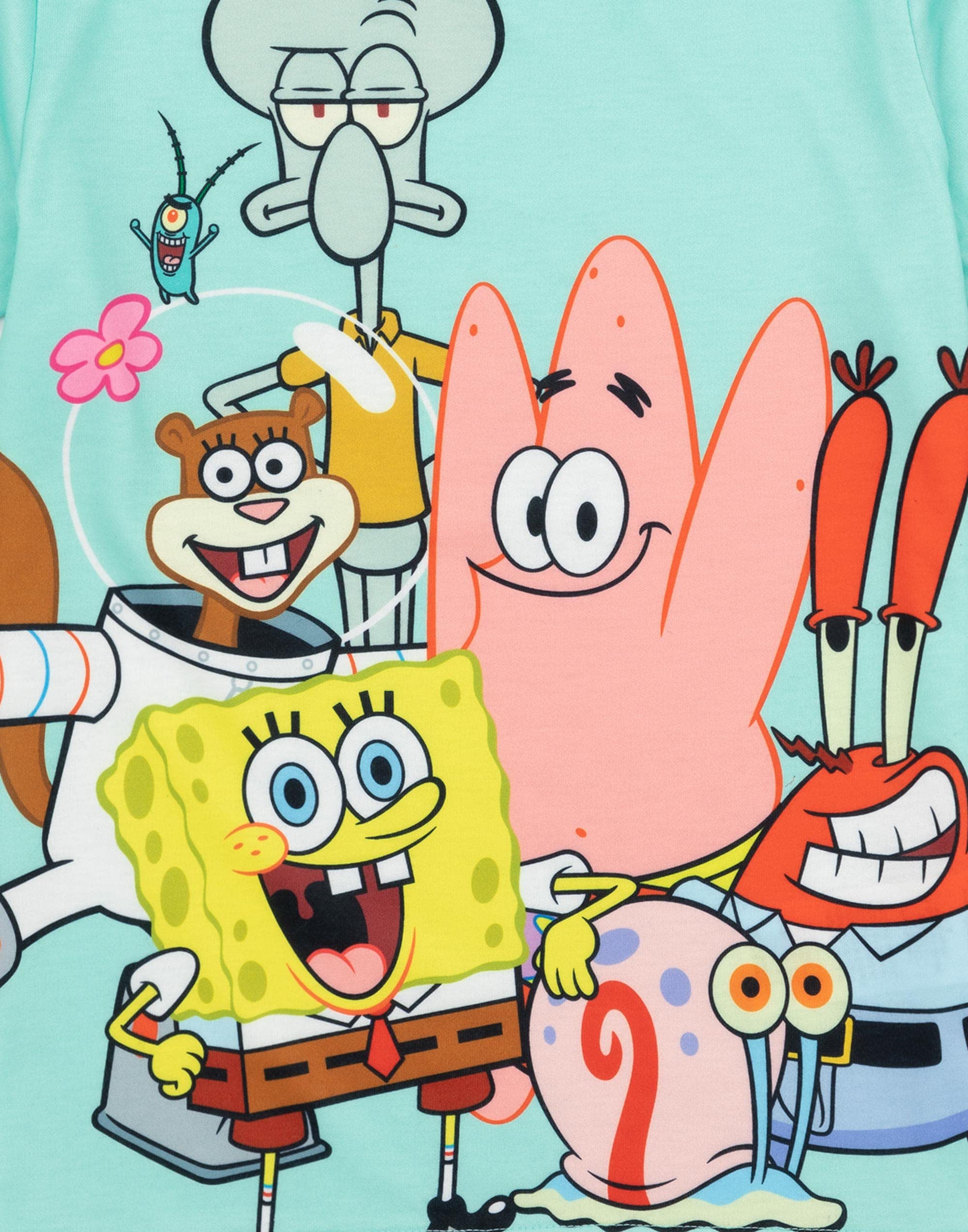 SpongeBob SquarePants Kids Pajama Set | Boys & Girls Blue Short Sleeve T-Shirt & Shorts | Squidward Patrick Mr Krabs Gary PJs