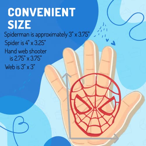 SUPERHERO COOKIE CUTTERS Inspired By Spiderman Head/Face/Mask, Spidey-Shaped Hand, Spider/Arachnid and Spider Man Web 3D Printed Cookie Cutters (4 Pack)