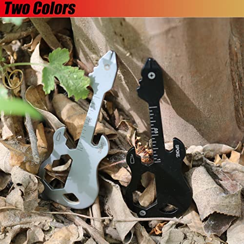 Artenny 2pack Small TSA Keychain Multitool and Cool Gadgets for Men, 12 in 1 Pocket Stainless Steel EDC Multipurpose Tool, Bottle Opener screwdriver (Guitar, Silver)