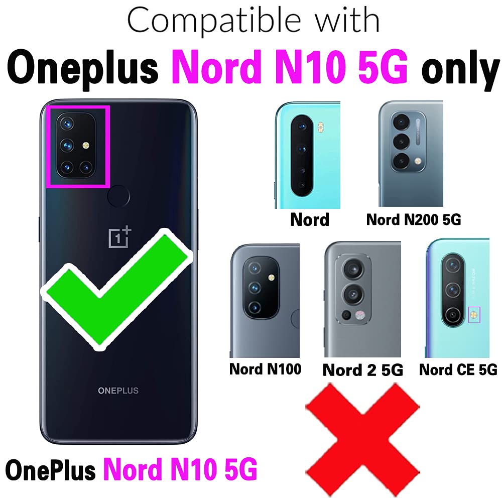 Asuwish Compatible with OnePlus Nord N10 5G Wallet Case and Tempered Glass Screen Protector Flip Cover Card Holder Cell Phone Cases for One Plus N 10 G5 1 Plus 10N 1plus One+ 1+ N105G Women Men Blue