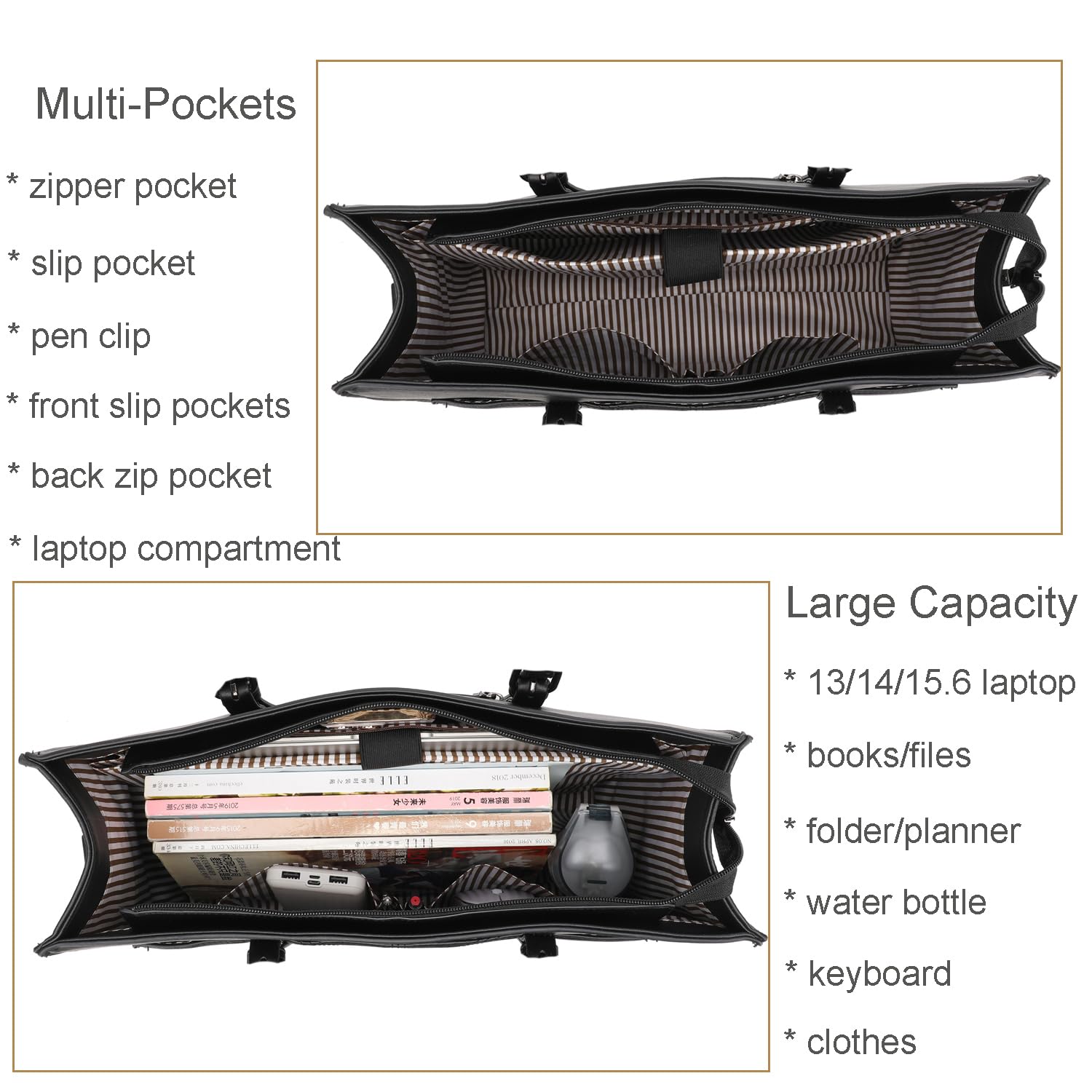 Laptop Tote Bag for Women 15.6 Inch Leather Computer Totes Trendy Business Office Work Briefcase