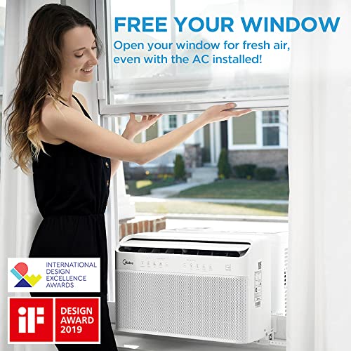 Midea 8,000 BTU U-Shaped Smart Inverter Window Air Conditionerā Ultra Quiet with Open Window Flexibility, Compatible with Alexa/Google Assistant, 35% Energy Savings,White