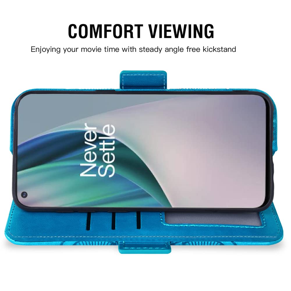 Asuwish Compatible with OnePlus Nord N10 5G Wallet Case and Tempered Glass Screen Protector Flip Cover Card Holder Cell Phone Cases for One Plus N 10 G5 1 Plus 10N 1plus One+ 1+ N105G Women Men Blue