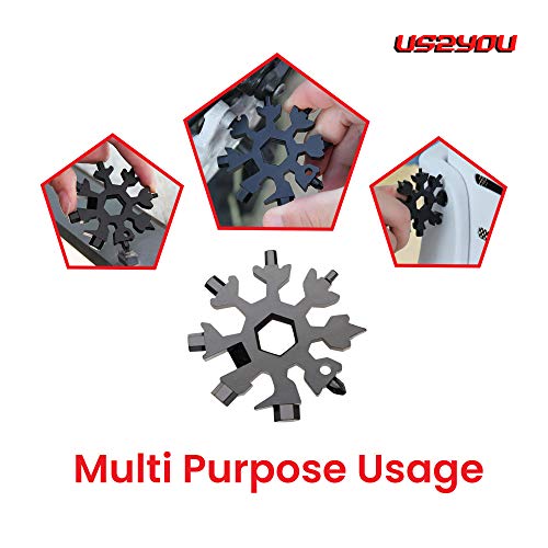 US2YOU 18-in-1 Snowflake Multitool pack of 3, Stainless Steel Screwdriver Hand DIY Snowflake Multi tool, Portable Camping Accessories , Gadgets For Men and Christmas Gifts for Men, Women