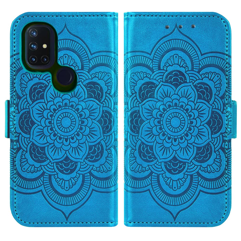 Asuwish Compatible with OnePlus Nord N10 5G Wallet Case and Tempered Glass Screen Protector Flip Cover Card Holder Cell Phone Cases for One Plus N 10 G5 1 Plus 10N 1plus One+ 1+ N105G Women Men Blue