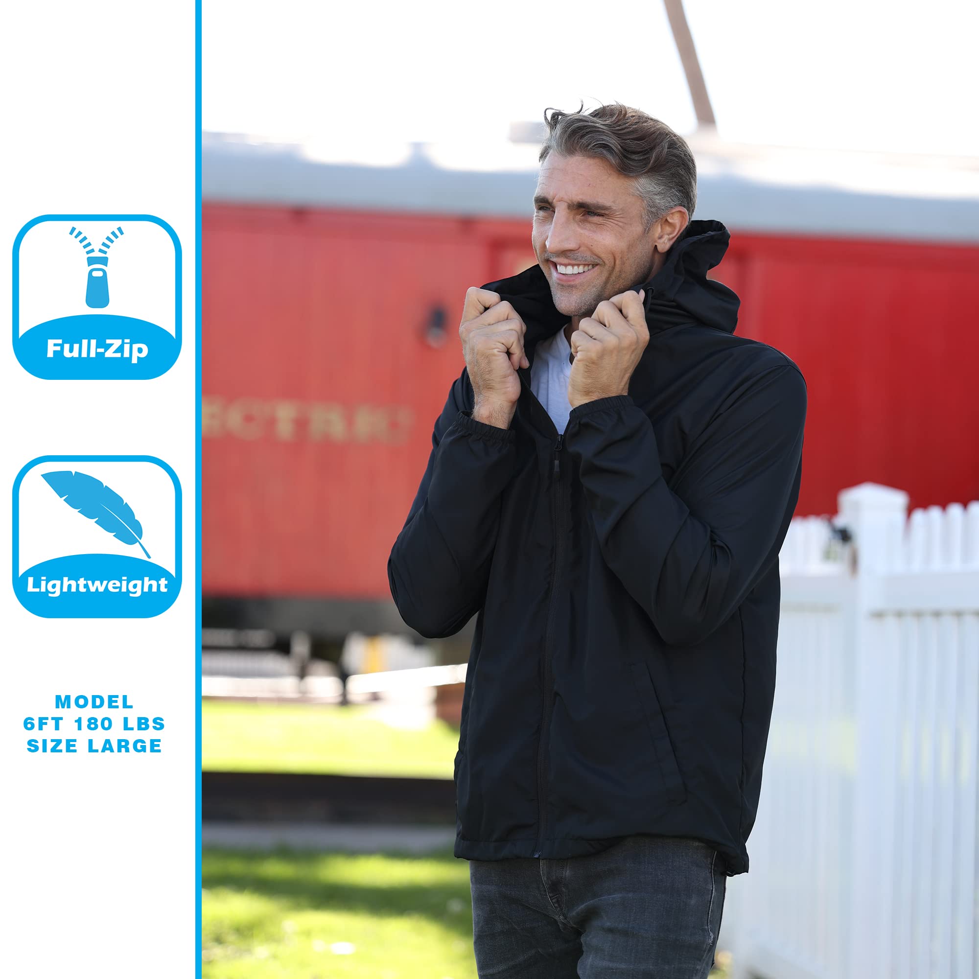 Global Blank Men's Windbreaker Jacket Lightweight Water-Resistant Windbreakers for Men