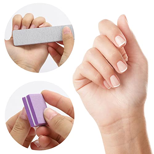 25 Pcs Nail Files for Acrylic Nails and 50 Pcs Purple Mini Buffer Block File, 100/180 Grit Nail Buffer Double Sides Emery Boards Fingernail Files