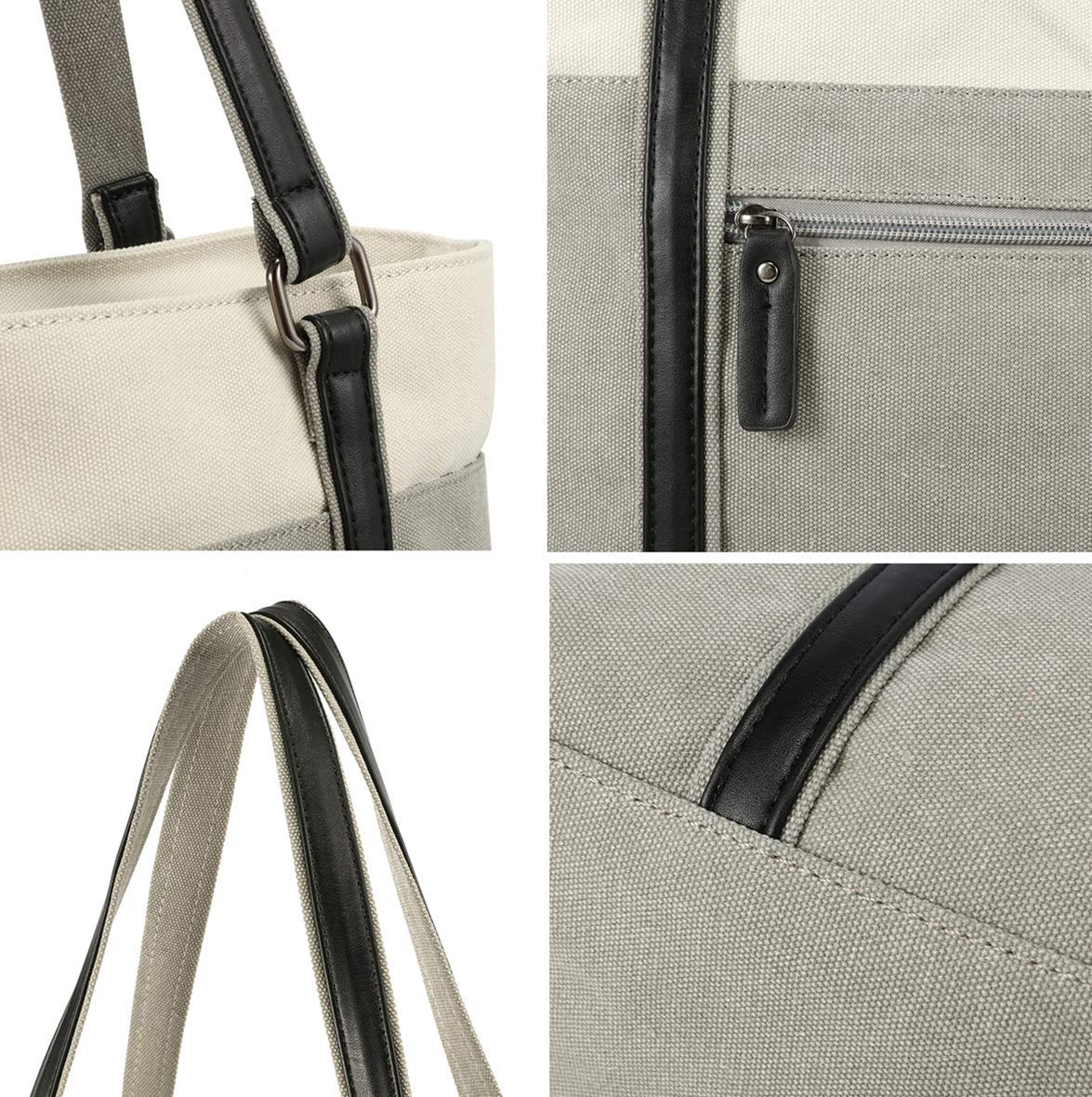 Wxnow Laptop Tote Bag 15.6 Inch Laptop Bag for Women Teacher Large Laptop Organizer Bag Waterproof Briefcase Shoulder Bag for Work Grey