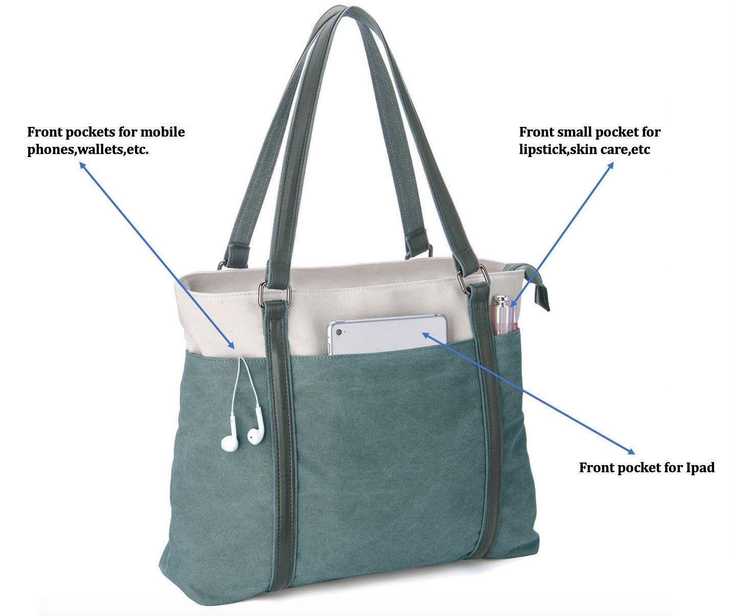 Wxnow Laptop Tote Bag 15.6 Inch Laptop Bag for Women Teacher Large Laptop Organizer Bag Waterproof Briefcase Shoulder Bag for Work Grey