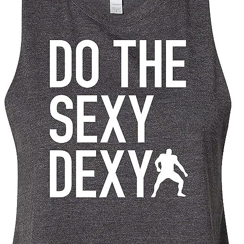 Instant Message - Do The Sexy Dexy - Juniors Cropped Racerback Tank Top - Size Small Heather Charcoal