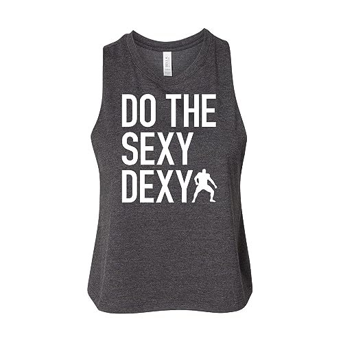 Instant Message - Do The Sexy Dexy - Juniors Cropped Racerback Tank Top - Size Small Heather Charcoal