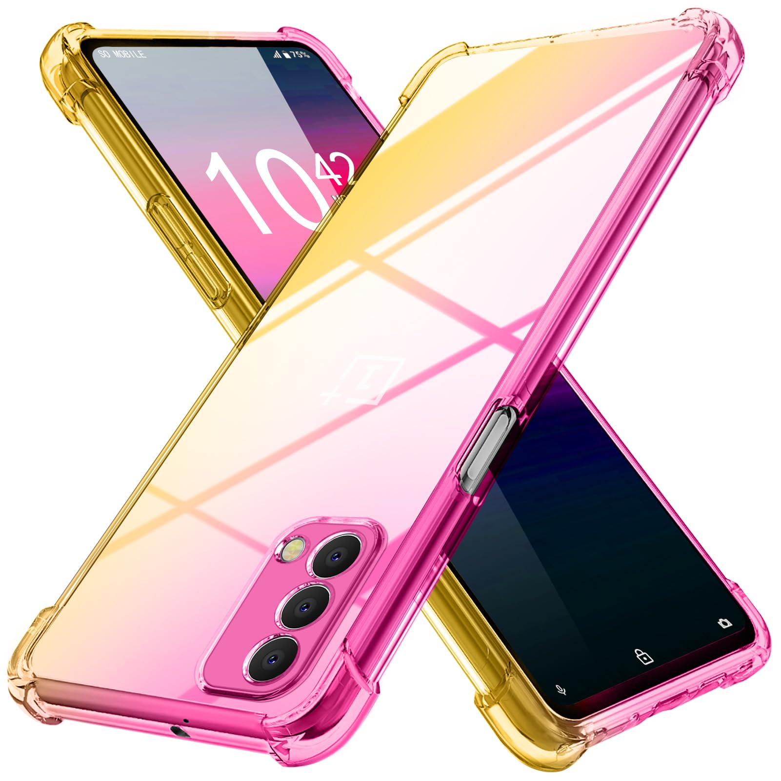 YDIHIHO for OnePlus Nord N200 5G Case [ Gradient ] Clear Soft TPU Non-Slip Non-Yellowing Soft Edge Cover for OnePlus Nord N200 5G Phone Case [ Pink/Gold ],MDM-HCJB-05-03