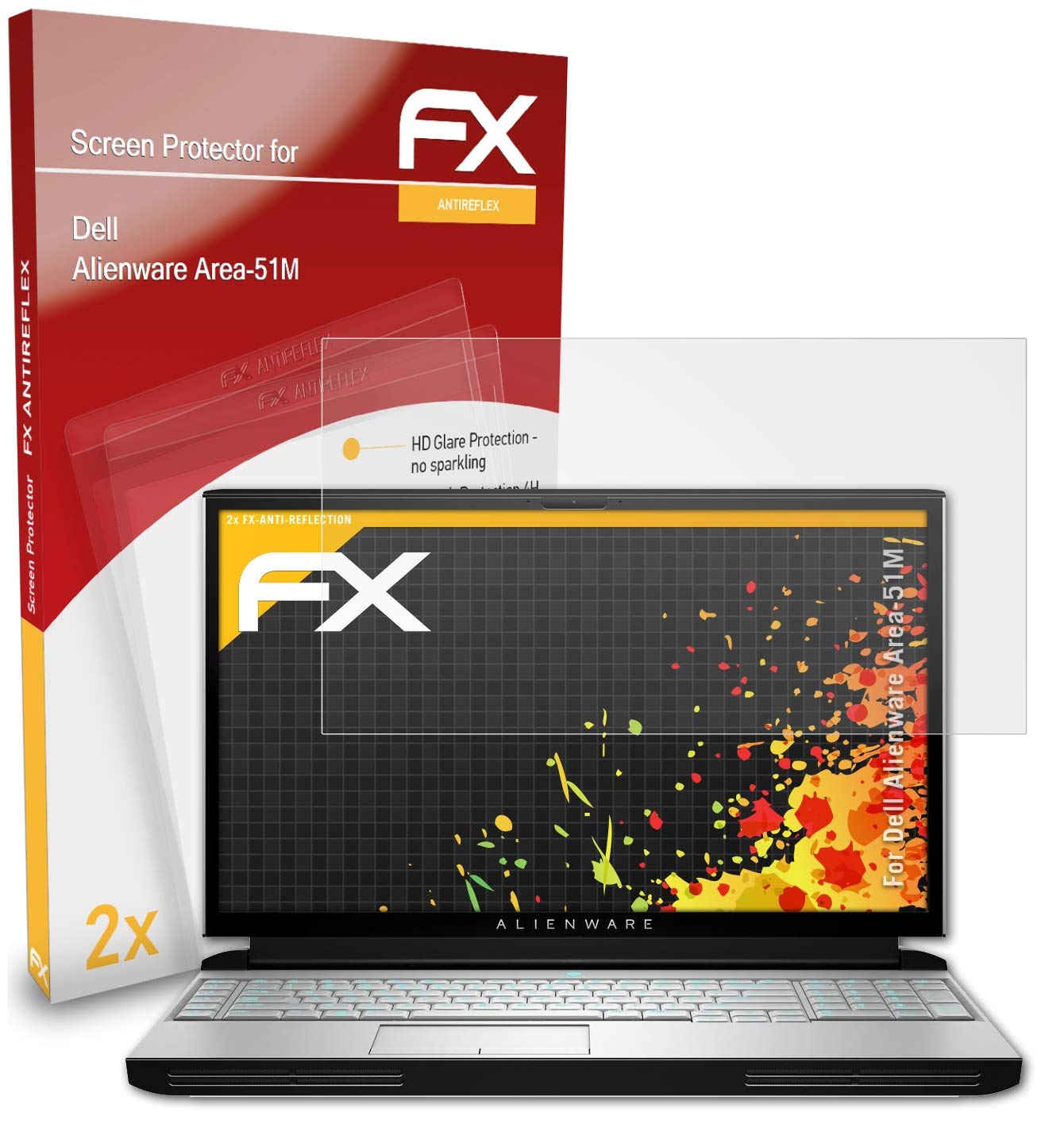 atFoliX Screen Protector compatible with Dell Alienware Area-51M Screen Protection Film, anti-reflective and shock-absorbing FX Protector Film (2X)