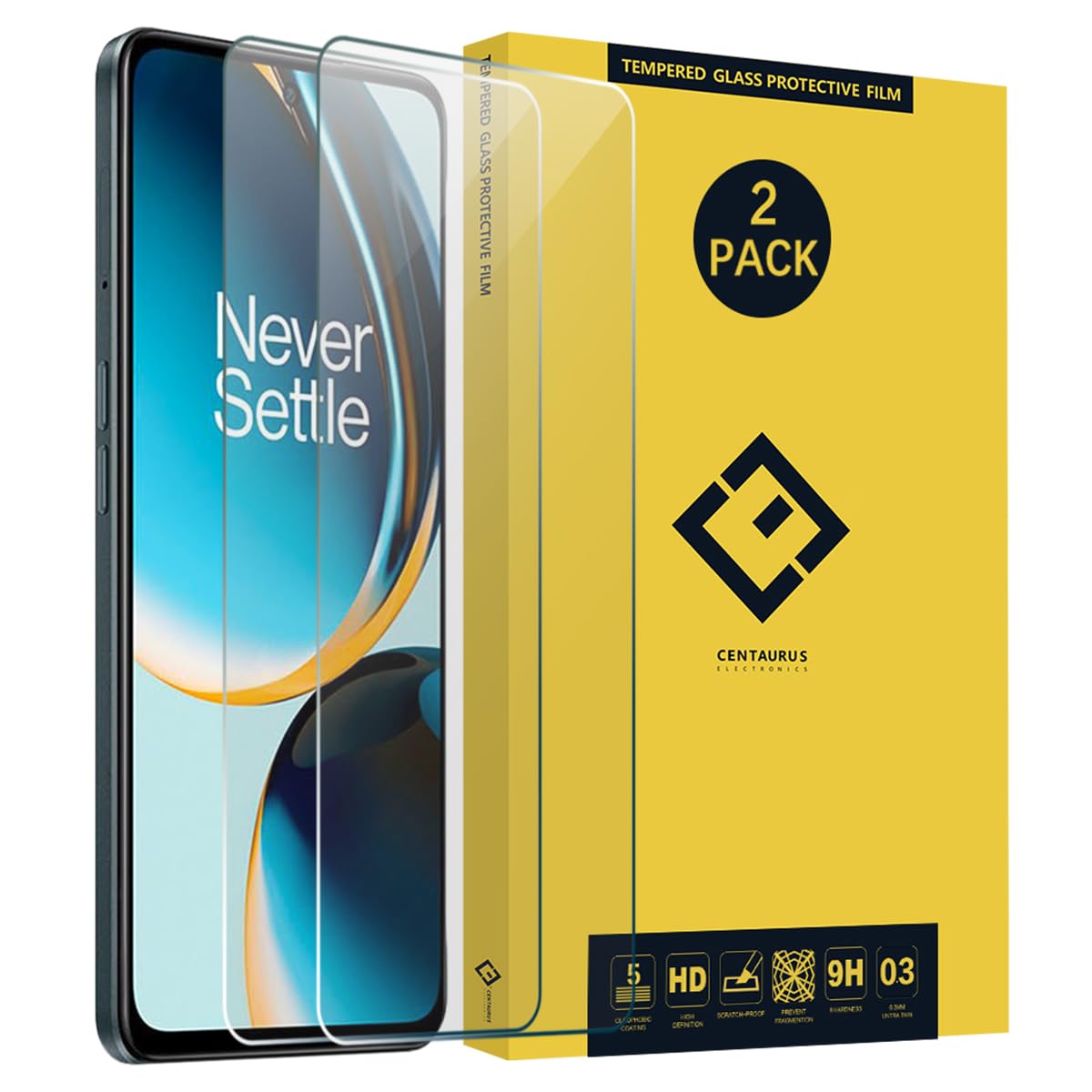 XINXUSONG 2Pcs One Plus Nord N30 Screen Protector, Anti-Scratch 9H HD Clear No-Bubble Tempered Glass Screen Protector Protective Film For One Plus Nord N30