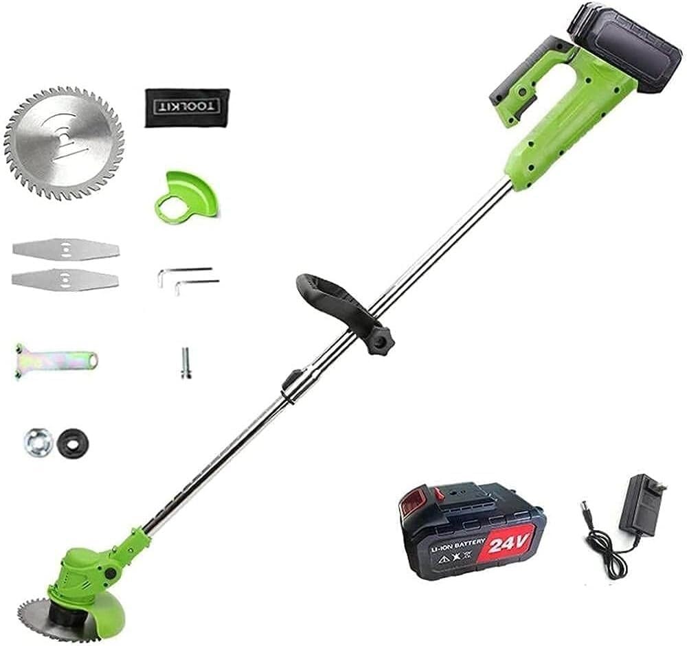 Handheld Cordless Lawn Weed Cutter Portable Gardening Mowing Tools Grass Trimmer Edger Lawn Mower Grass Brush Cutter-24V4000 mA 1 Battery
