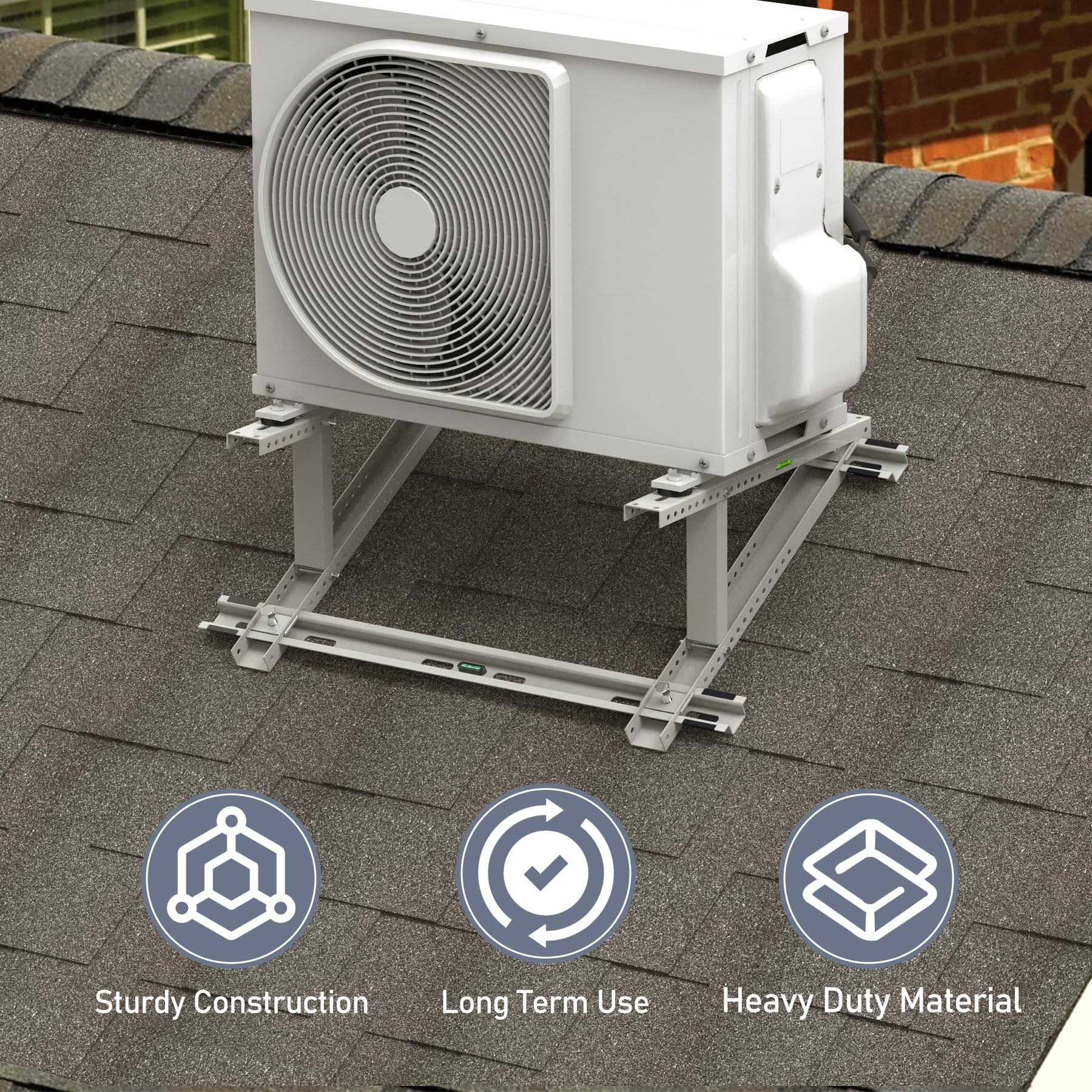 Flamorrow Rooftop Mini Split Mount Bracket, Adjustable Roof Support Bracket for Ductless Mini Split Air Conditioner Condenser & Heat Pump, Holds Up to 300 lbs, 9,000 BTU to 24,000 BTU