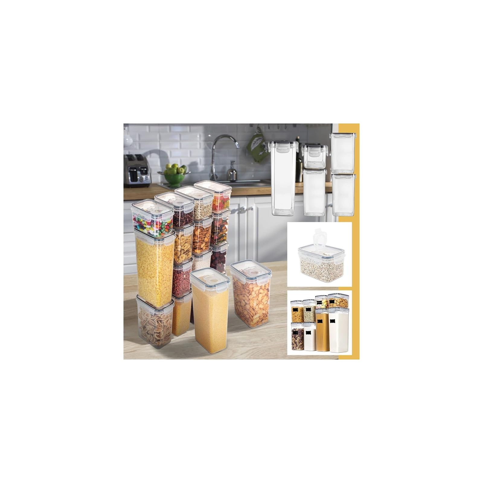 5 Kind of Size Single Plastic Clear Storage Jars Vacuum Fresh Storage Kitchen Airtight Jars with Lids Proof Crispers
