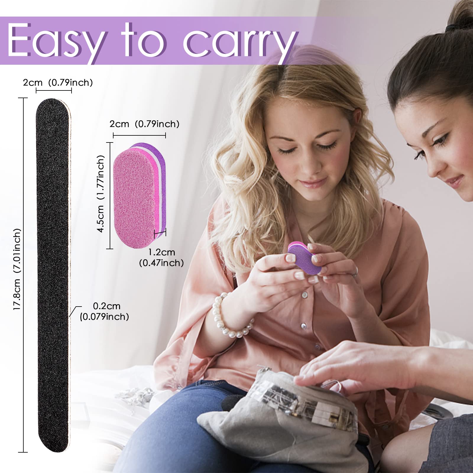 Nail File and Buffer Professional Manicure Tools Kit Emery Board & Nail Buffer Blocks Double Sided Reuseable 100/180 Grit 10Pcs for Home and Salon Use(Purple)