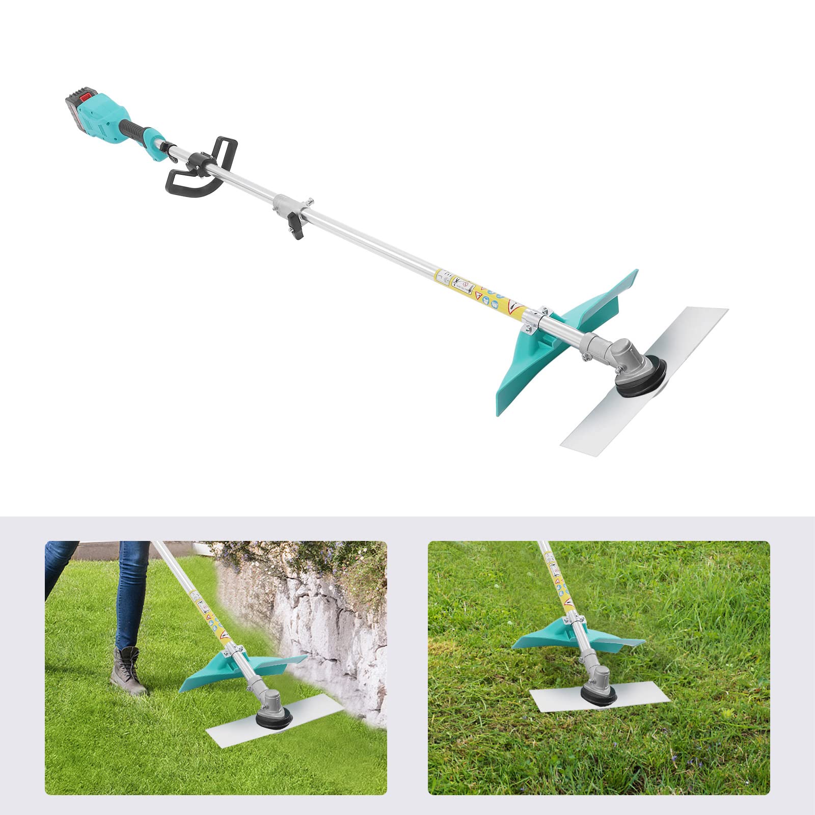Electric Lawn Trimmer, Cordless Electric Weed Wacker Eater Battery Portable Handle Lawn Edger Garden Grass Cutter Electric Lawn Mower for Farm Backyard Mowing, Trimming, Harvesting