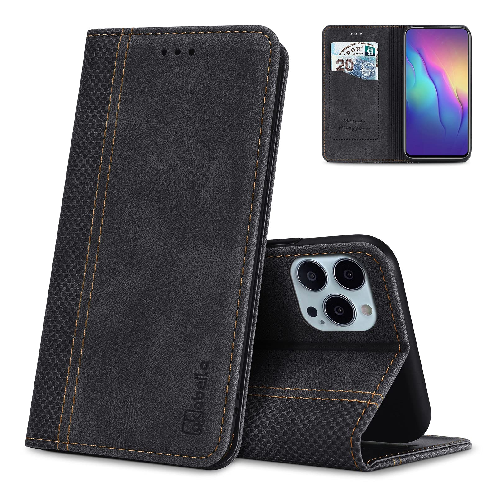 AKABEILA Case for One Plus Nord CE 3 Lite 5G Premium PU Leather Flip Wallet Case with Magnetic Closure Kickstand Card Slots Folio Mobile Phone Case Cover Protective Case Black