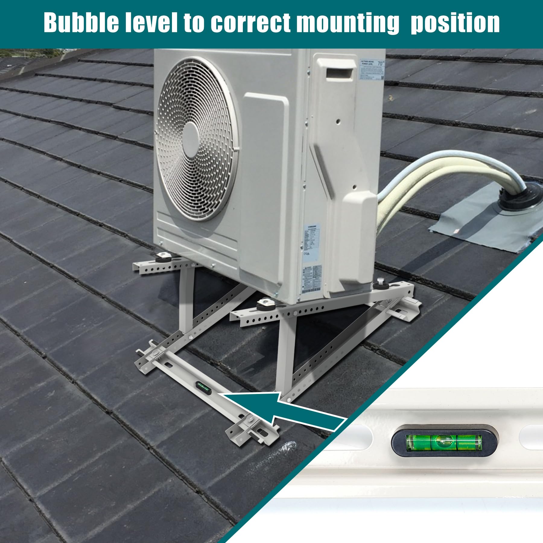 Daisypower Mini Split Roof Mount Bracket for Ductless Mini Split Air Conditioner Heat Pump Systems,Outdoor Adjustable Angle Rooftop Mounting Bracket Support Up to 7000-24000 Btu Condenser.