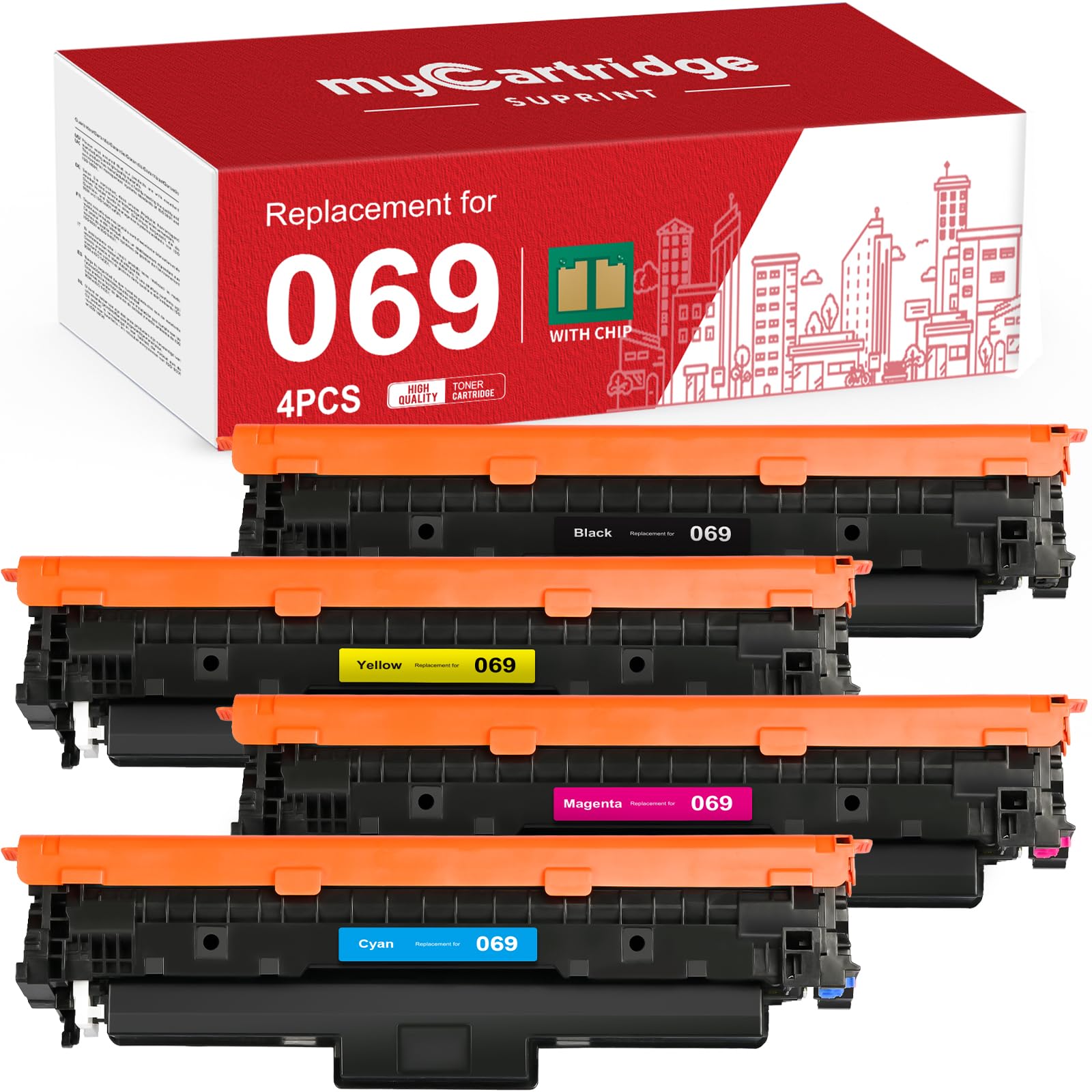 069 069H Toner Cartridge Compatible for Canon 069 Toner Cartridge Set for Canon Color Imageclass MF753Cdw MF751Cdw LBP674Cdw, myCartridge SUPRINT 069 Toner Cartridge (Black Cyan Yellow Magenta 4-Pack)