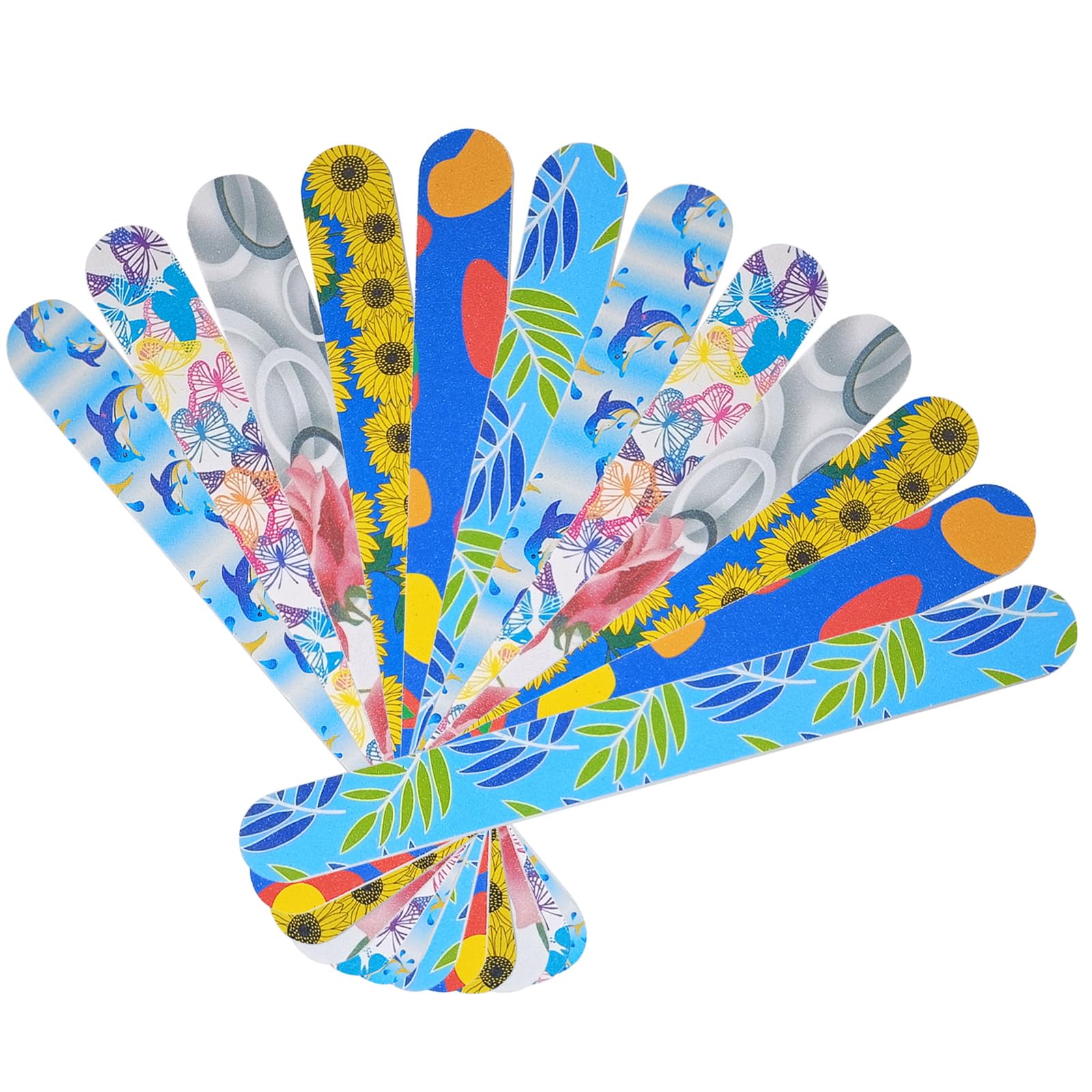 Nail Files (12 Pack), Colorful Emery Board Nail File for Natural Nails Double Sided 180 Grit Professional Fingernails Emory Boards Buffer Manicure Tool Nail Shaping Buffing Smoothing Filers Flowery