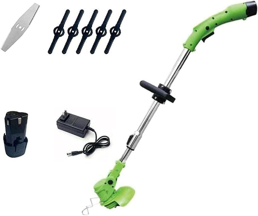 Cordless Grass Trimmer Lawn Mower Electric Rechargeable Adjustable Pruning Cutter Garden Tool 12V/24V-12V3000 mA 1 Battery