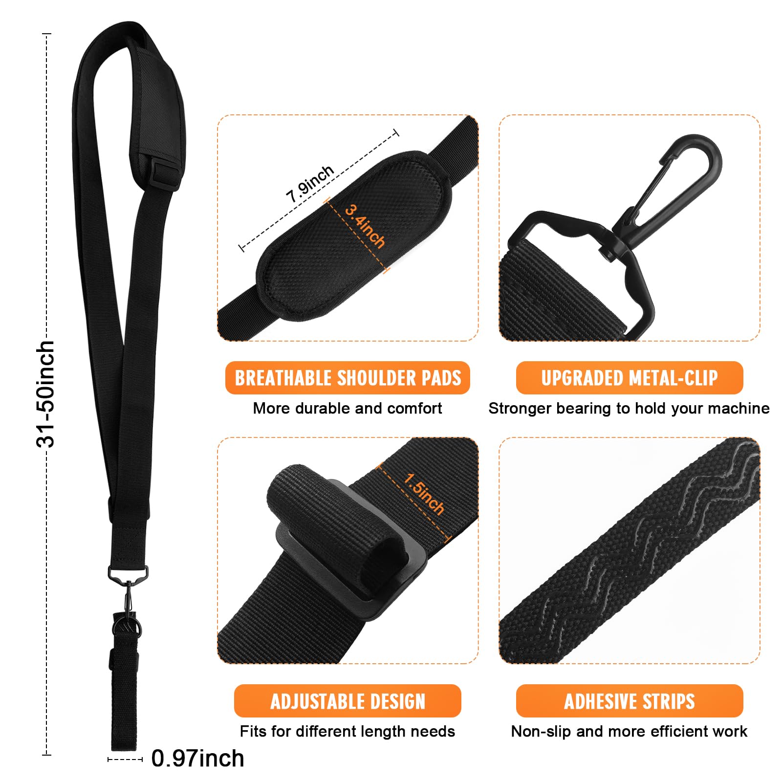 Iswawo Trimmer Strap for Weed Eater, Adjustable Shoulder Strap Easy Release Brush Cutter Harness, Compatible with Greenworks/DEWALT/EGO String Trimmer, Leaf Blower, Shrub Trimmers & Snow Blower