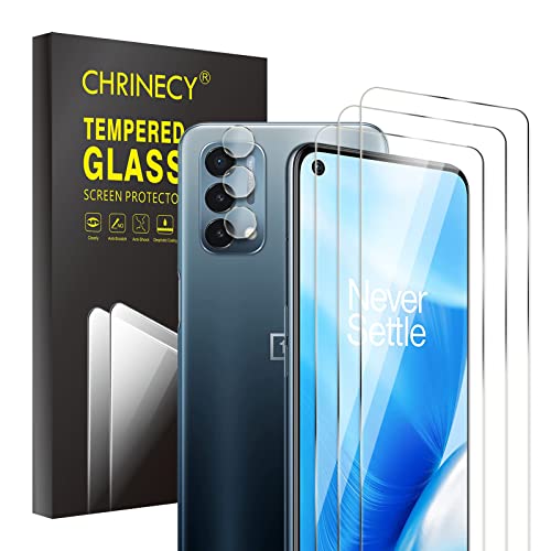 CHRINECY [5 Pack] 3Pack Screen Protector for OnePlus Nord N200 5G with 2Pack Camera Lens Protector, 9H Hardness, Anti-Scratch, Case Friendly, HD Clarity Tempered Glass
