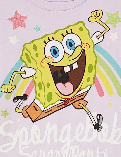 SpongeBob Squarepants Toddler Girls Long Sleeve Two-fer T-Shirt, Lilac/White, 4T