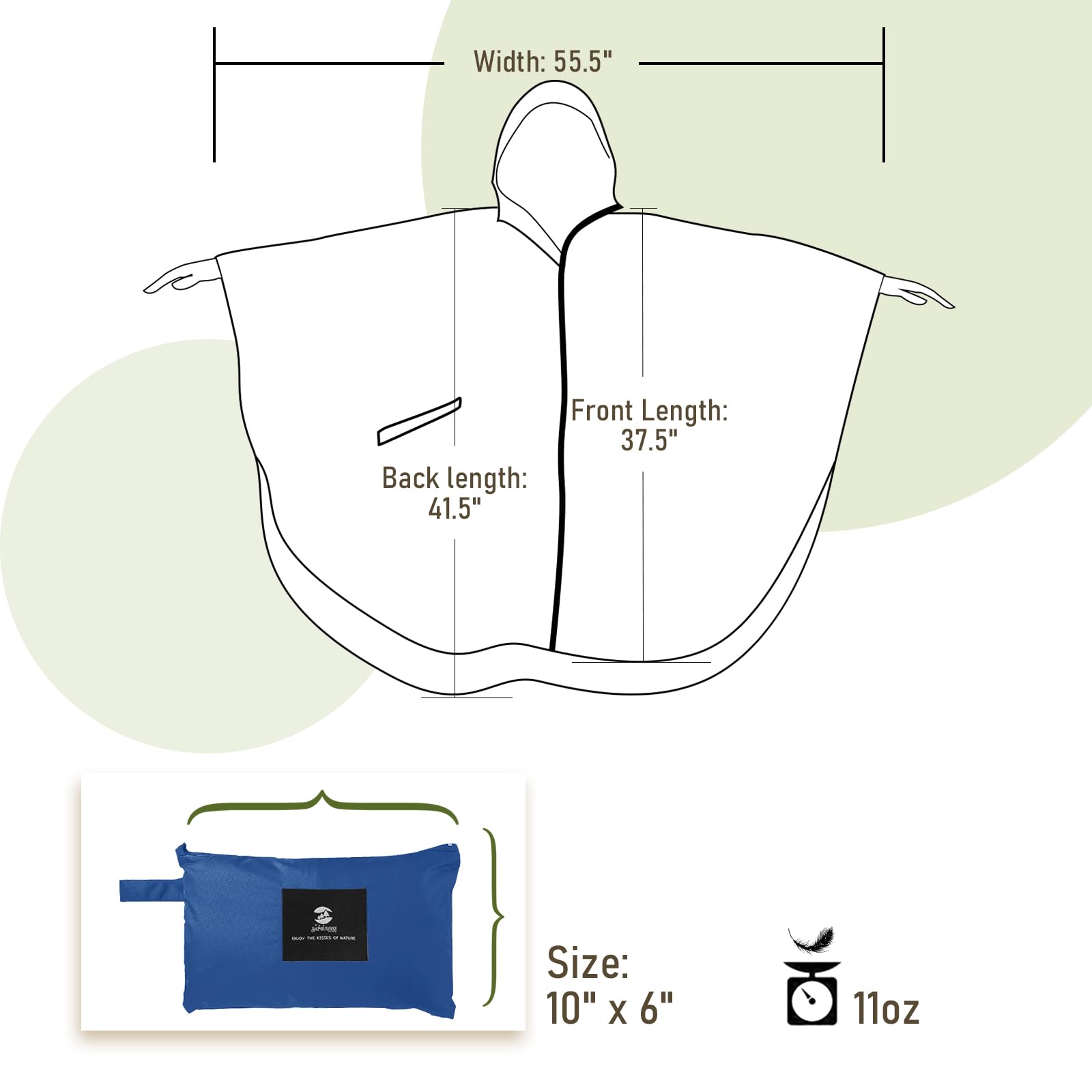 Women Waterproof Rain Poncho with Pockets Navy, One Size