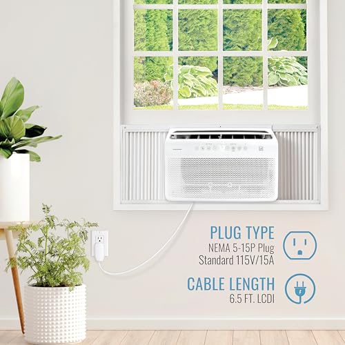 Keystone 8,000 BTU Window Inverter Air Conditioner with Supplemental Heat, 115V, AC for Apartment and Medium Rooms up to 350-Sq. Ft., Quiet, High Efficiency, Energy Star Window AC Unit with Remote