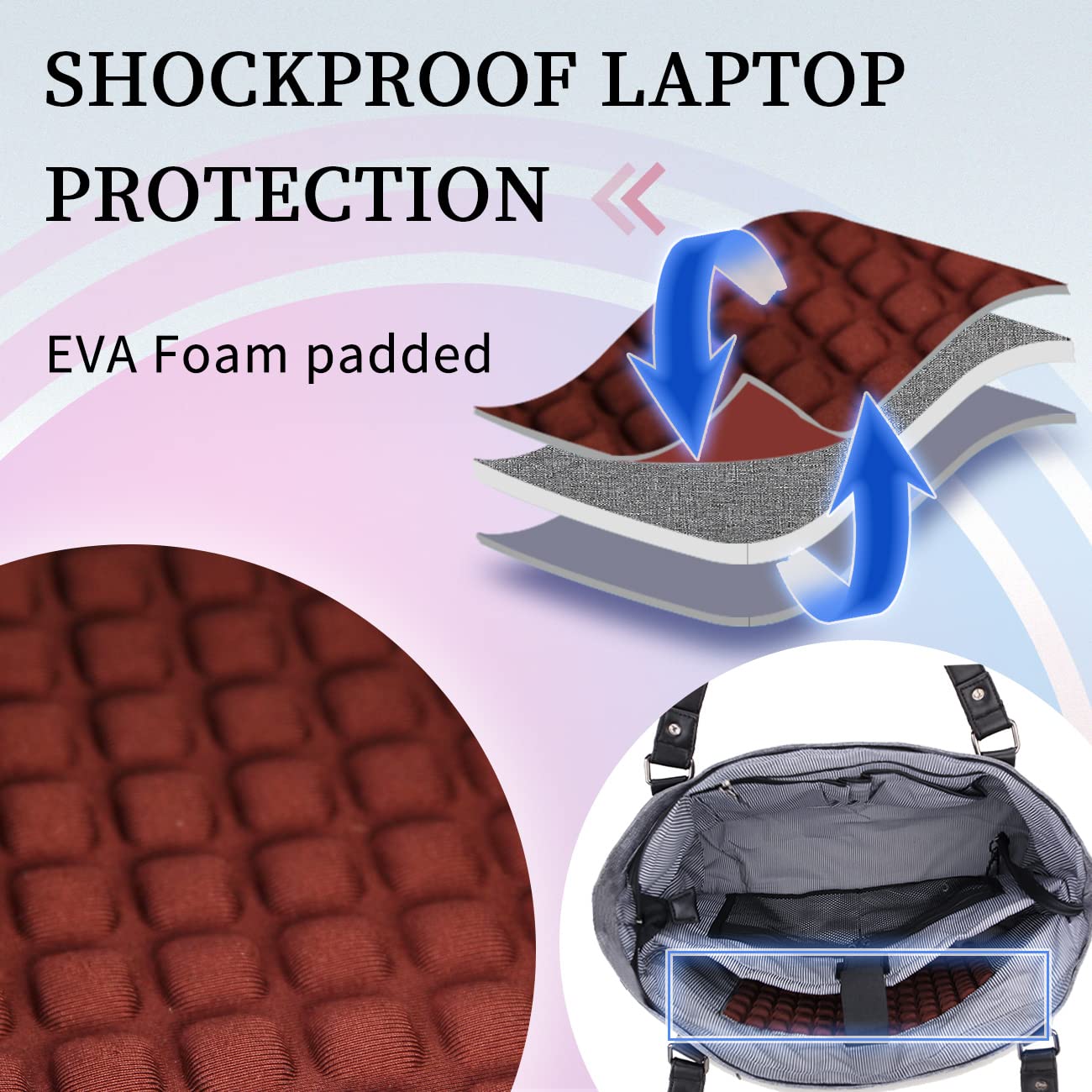 Laptop Tote Bag for Women, 15.6 Inch Computer Shoulder Bag Teacher Work Bag Travel Purse with Small Pouch VONXURY