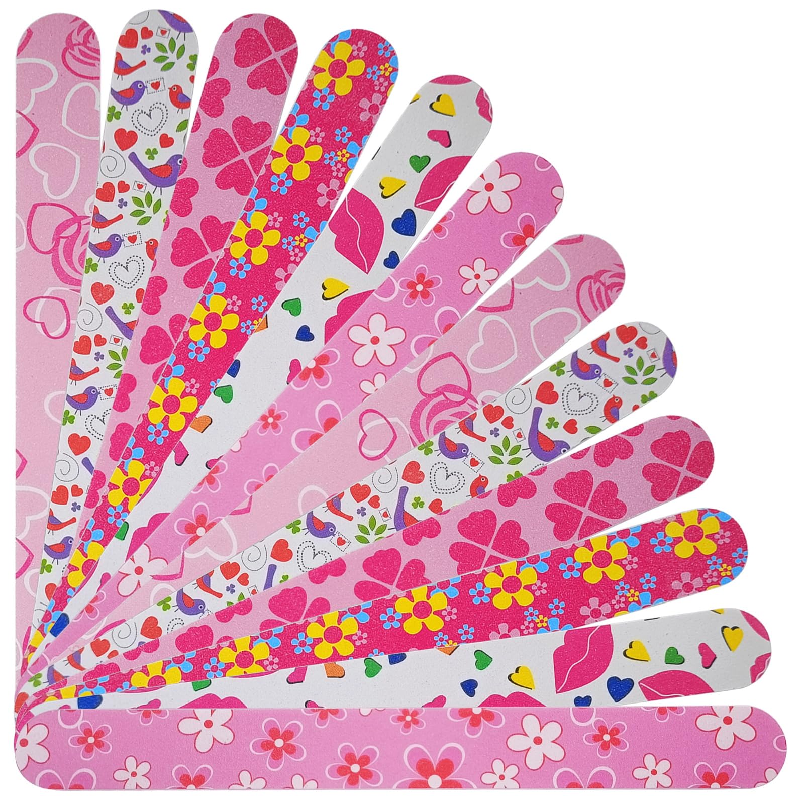 Nail Files (12 Pack), Colorful Emery Board Nail File for Natural Nails Double Sided 180 Grit Professional Fingernails Flowery Emory Boards Buffer Manicure Tool Nail Shaping Buffing Smoothing Filer