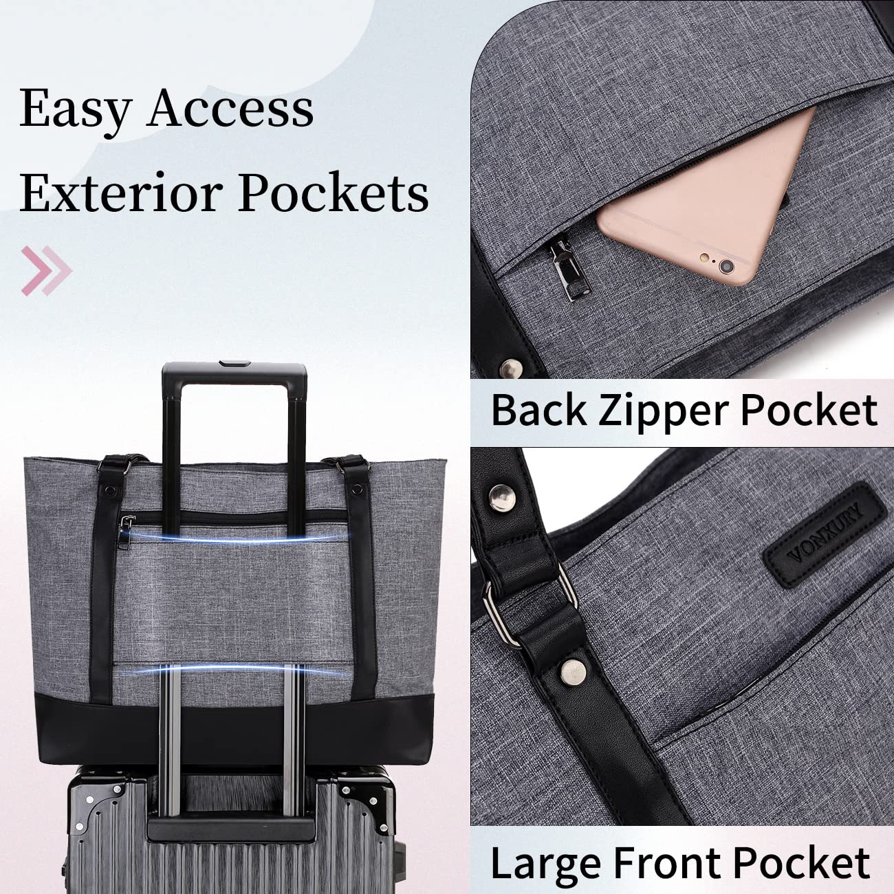 Laptop Tote Bag for Women, 15.6 Inch Computer Shoulder Bag Teacher Work Bag Travel Purse with Small Pouch VONXURY
