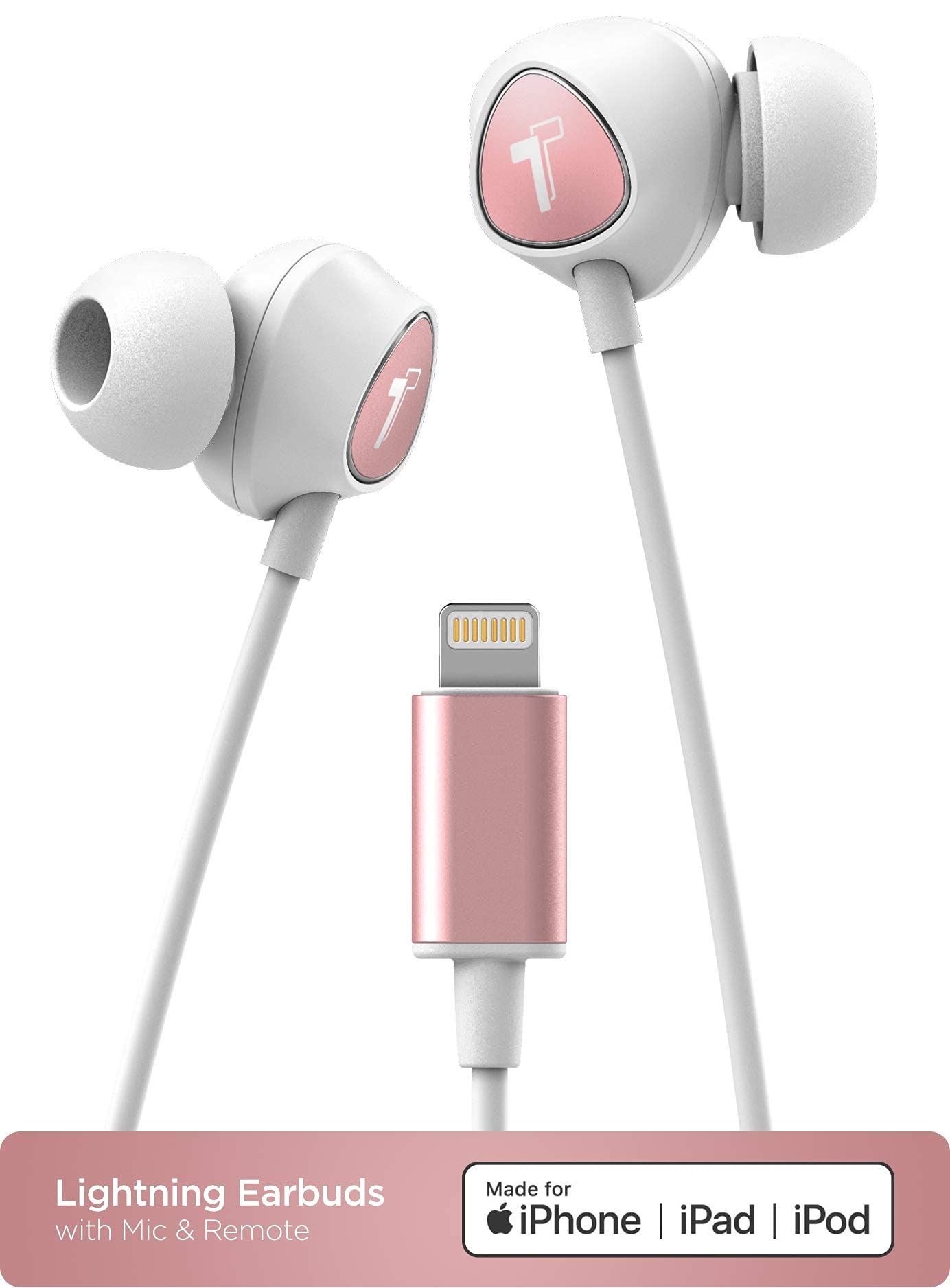 Thore Wired in Ear Headphones for iPhone Xr, Xs Max, iPhone 11, 12, 13, 14 Pro Max Earphones with Mic - Lightning MFi Certified by Apple Earbuds with Remote Microphone + Volume Control (V100)