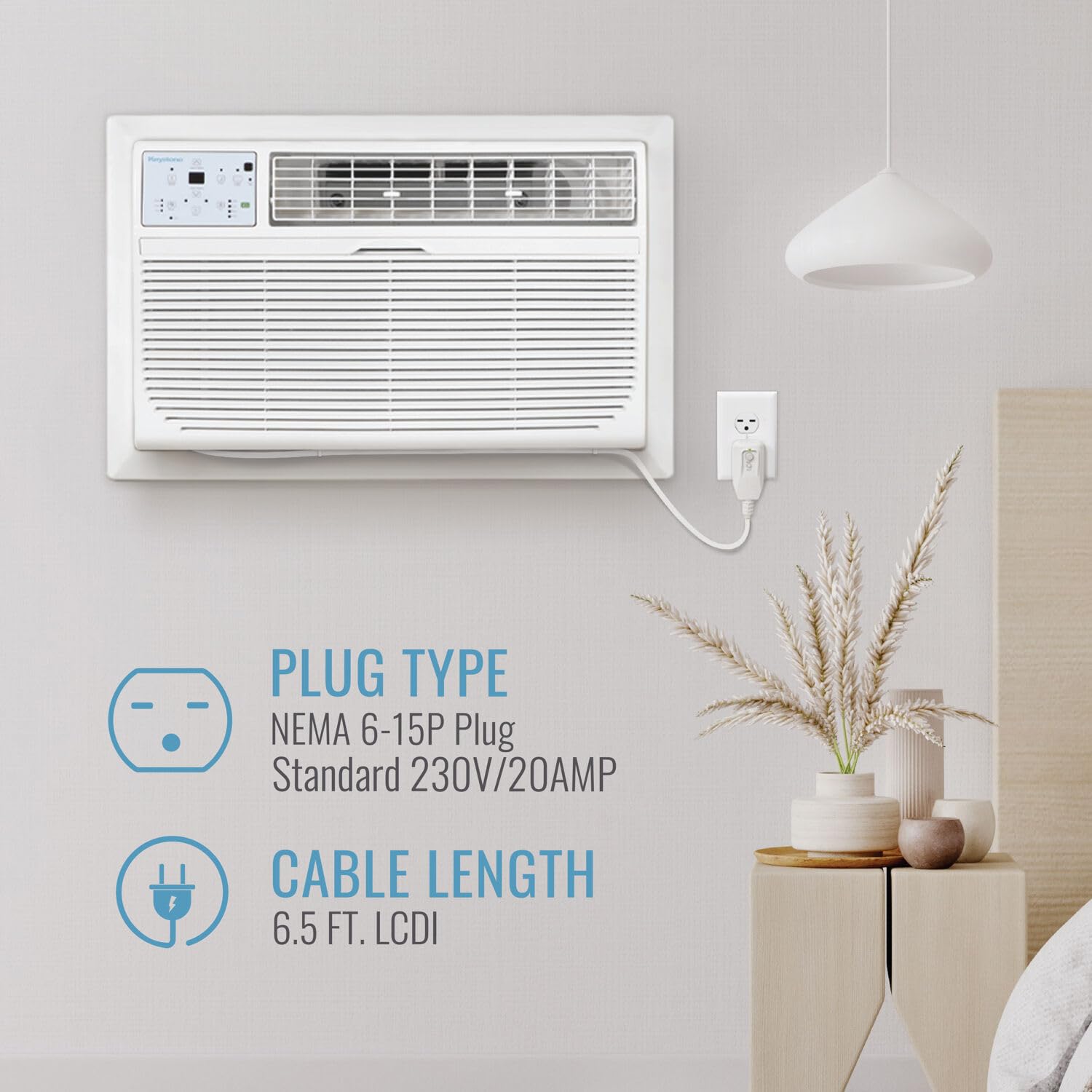 Keystone 14,000 BTU Wall Mounted AC Unit and Dehumidifier, 230V, Wall Unit for Bedroom, Garage, Nursery, and Large Rooms up to 700 Sq.Ft., AC Wall Unit with Remote Control
