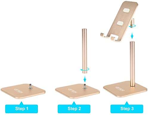Urmust Cell Phone Stand Angle Adjustable Phone Stand for Desk Phone Holder for Office Tablet Stand Compatible for iPhone 15 14 13 12 11 Pro Max X Xr 8 Plus 7 6(Light Gold)