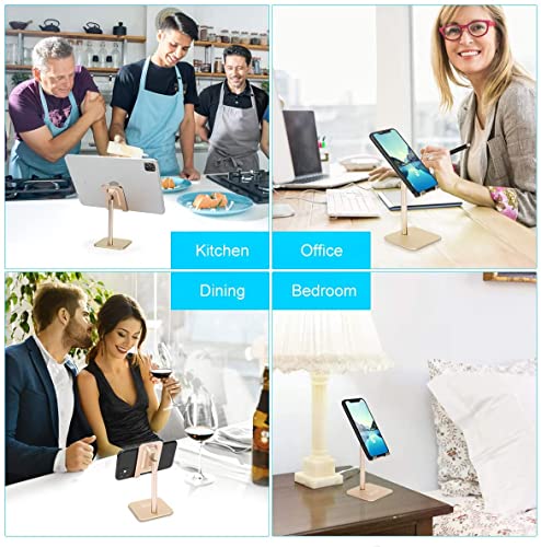 Urmust Cell Phone Stand Angle Adjustable Phone Stand for Desk Phone Holder for Office Tablet Stand Compatible for iPhone 15 14 13 12 11 Pro Max X Xr 8 Plus 7 6(Light Gold)