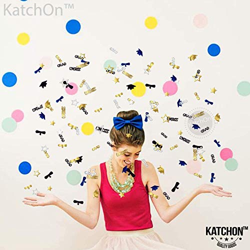 KatchOn, Congrats Grad Graduation Confetti 2023 - Pack of 1000, Blue and Gold Graduation Decorations 2023 | Graduation Decorations Class of 2023 Decorations | Blue Graduation Party Decorations 2023