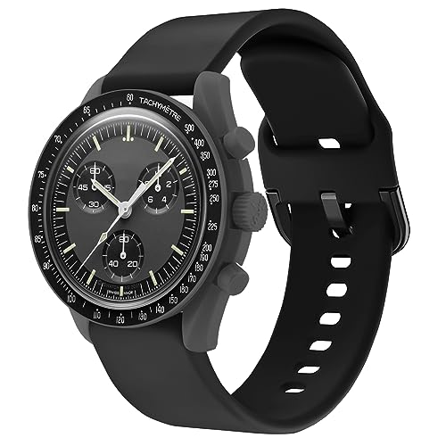 Ritche Christmas Gift 20mm Sports Silicone Moonswatch Band for Men Omega Swatch Strap Replacement band for Speedmaster/Rolex/Seiko Mission to the Moon/Mercury, White Elephant Gifts, Stocking Stuffers for Men