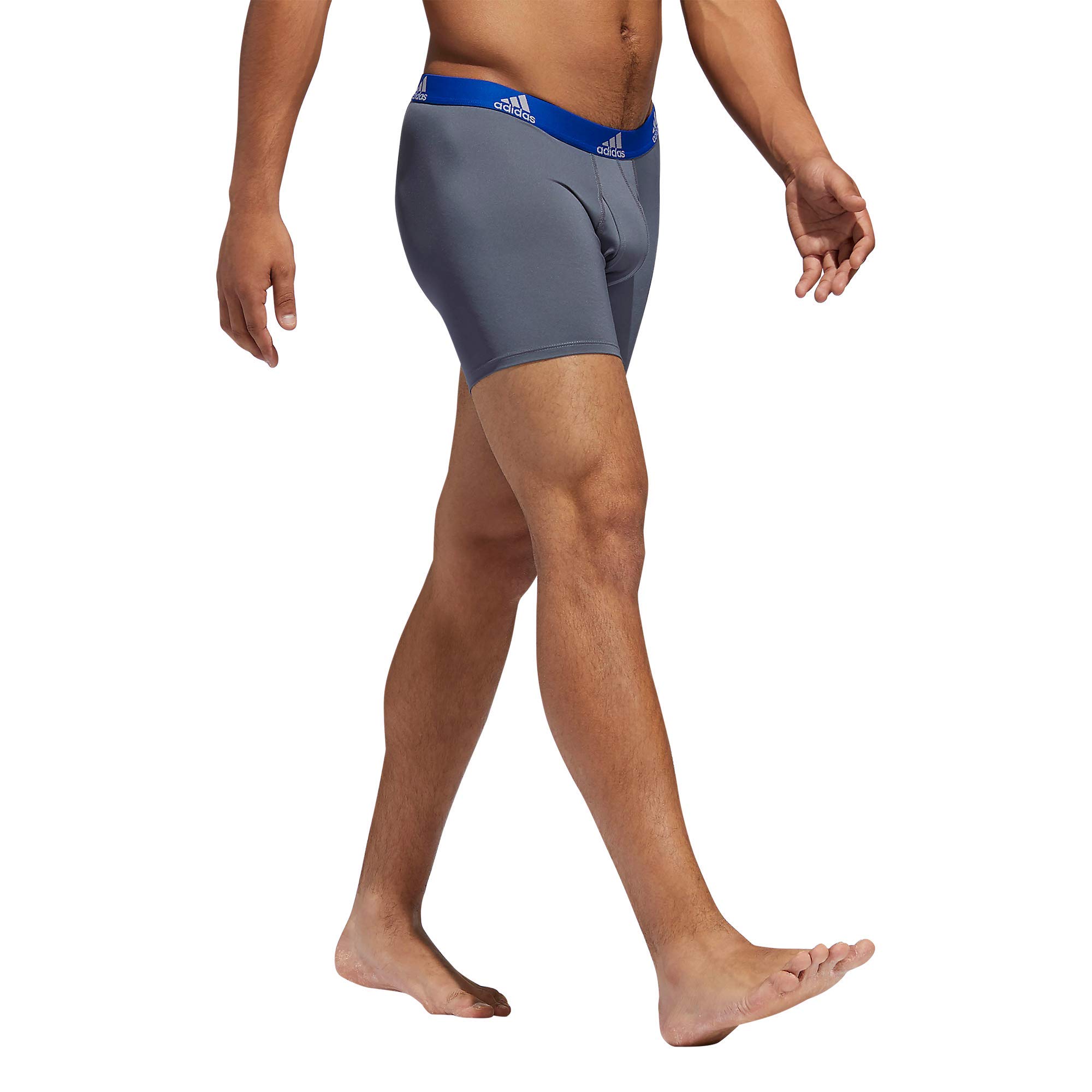 adidas Men's Microfiber Boxer Brief Underwear, Athletic fit (3-Pack), Onix Grey/Black/Collegiate Royal Blue/Performance, Large