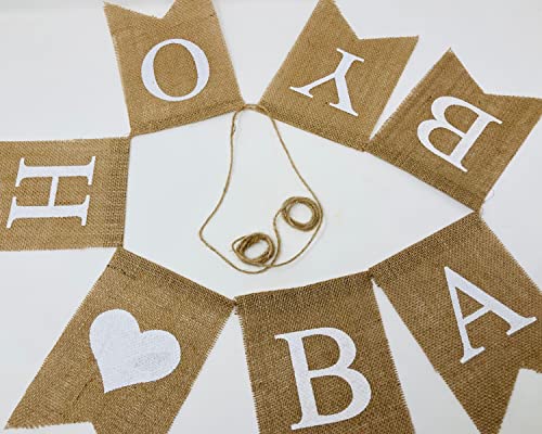 Shimmer Anna Shine Oh Baby Burlap Banner for Baby Shower Decorations and Gender Reveal Party